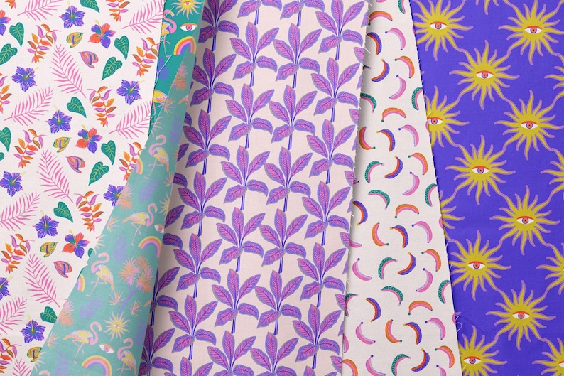 Tropical Digital Paper Pack, Funky Summer Seamless Patterns, Colorful ...