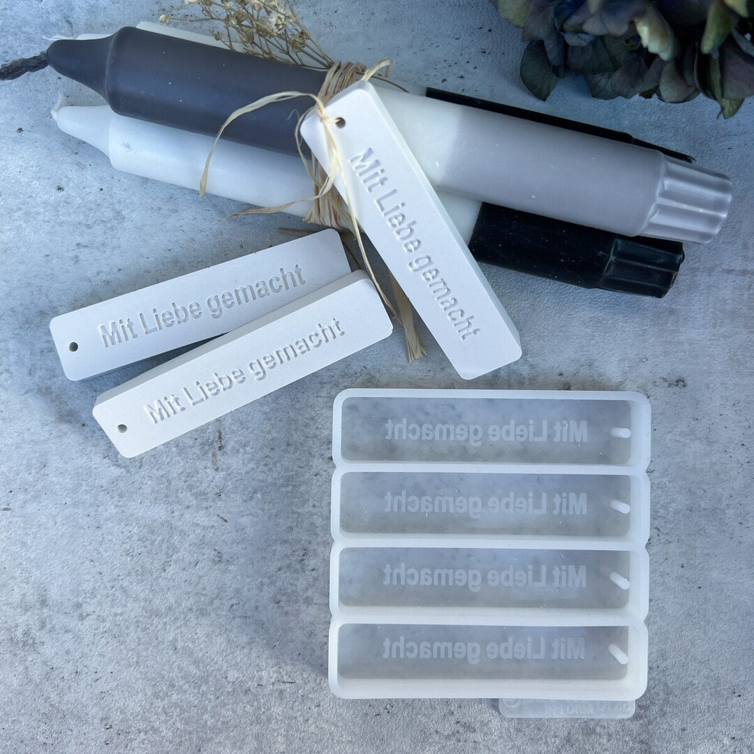 Silicone Mold Labels Tags in a Set of 4 made With Love - Etsy