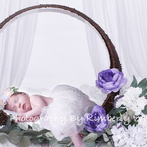 Newborn Digital Backdrop Background Purple Floral Basket White Lace ...