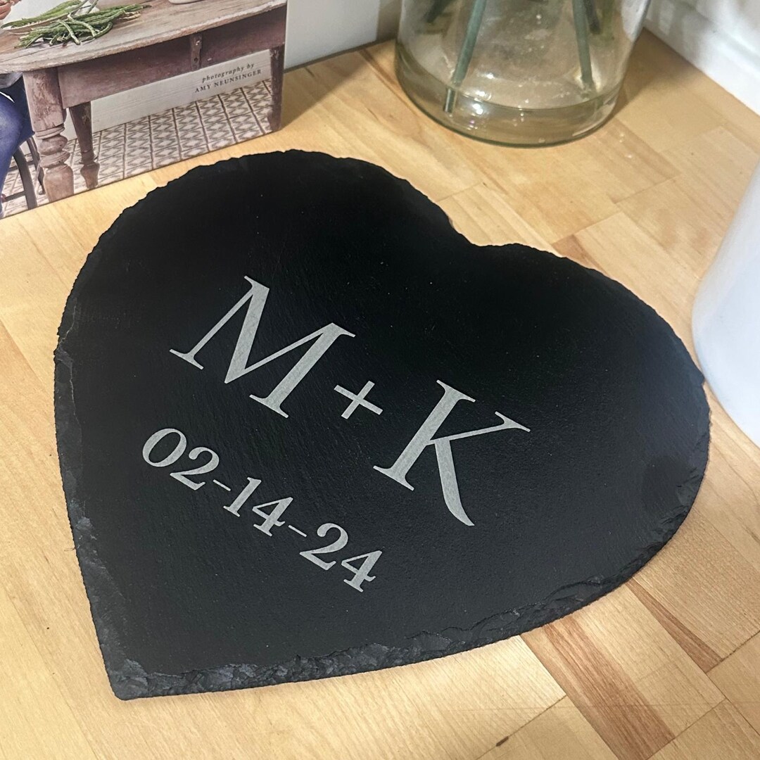 Slate Coaster, Personalized Love Heart Any Text, Any Font, Laser ...