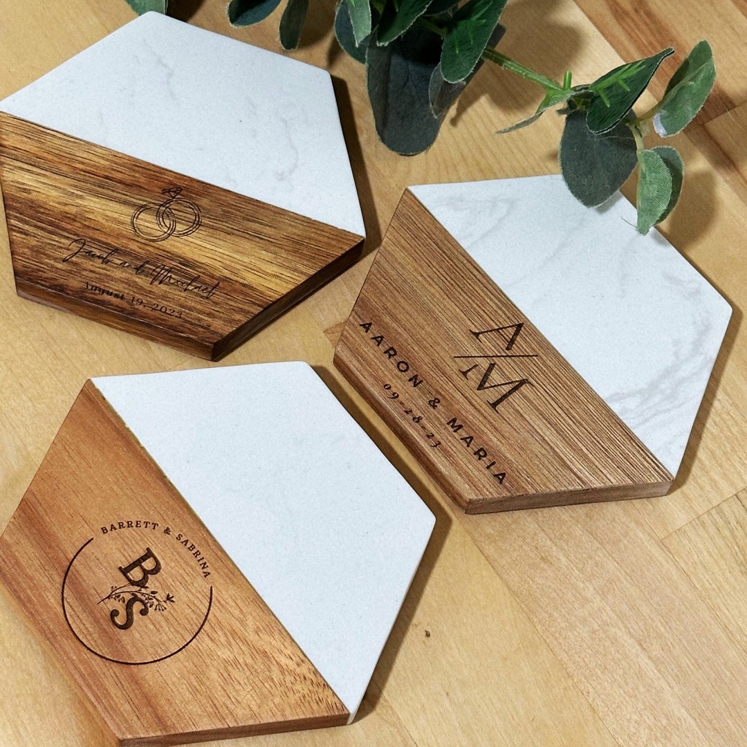 Custom Coasters Set Made for Wedding Gift Housewarming Bridal Shower ...