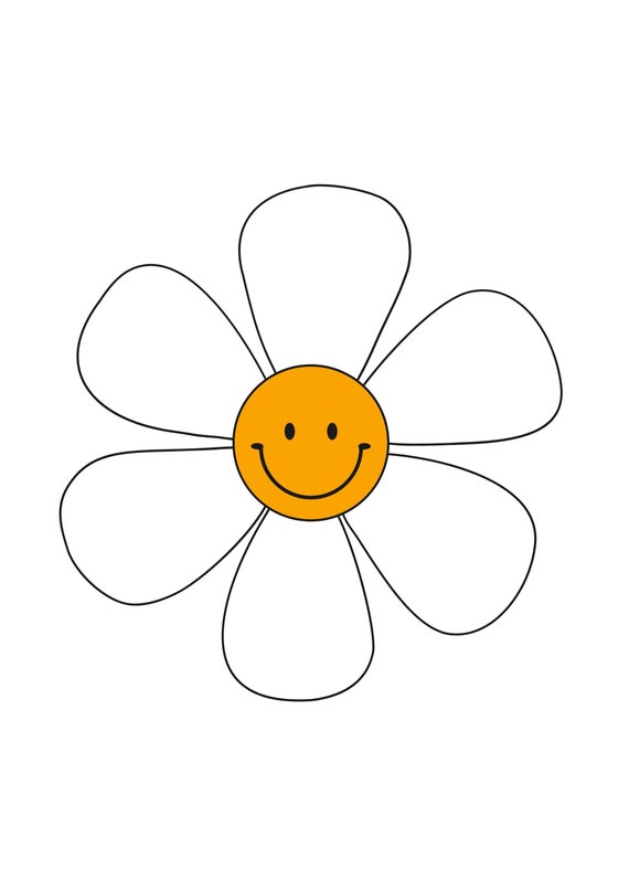 Smiley Flower Retro Daisy SVG Groovy Hippie Vibes Digital | Etsy