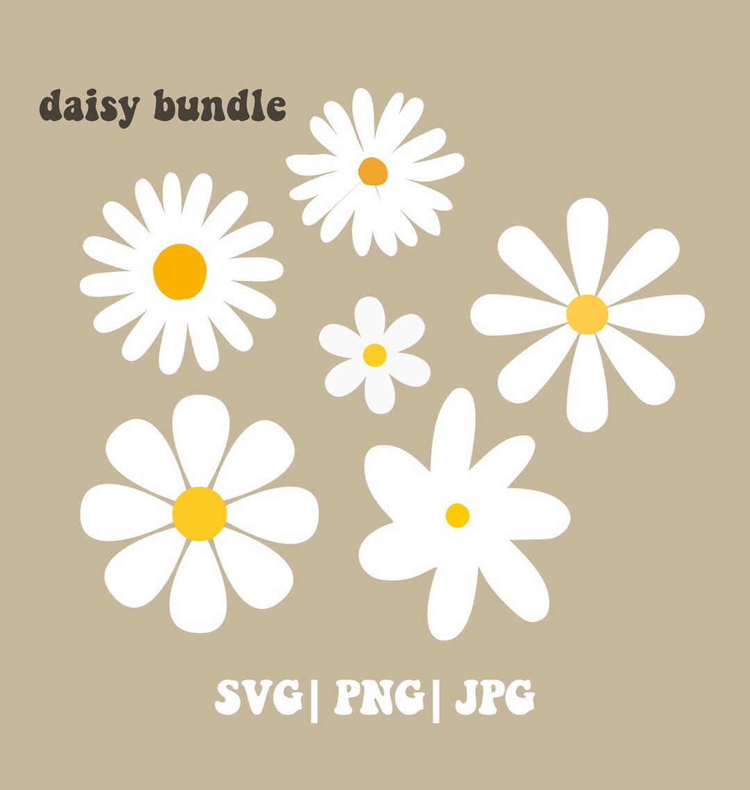 Daisy Flower Bundle PNG File Retro Daisy - Etsy