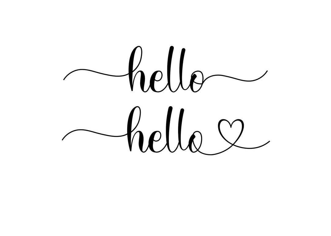 Hello Svg Cut File Digital Instant Download Curly Font Cute Font Hello ...