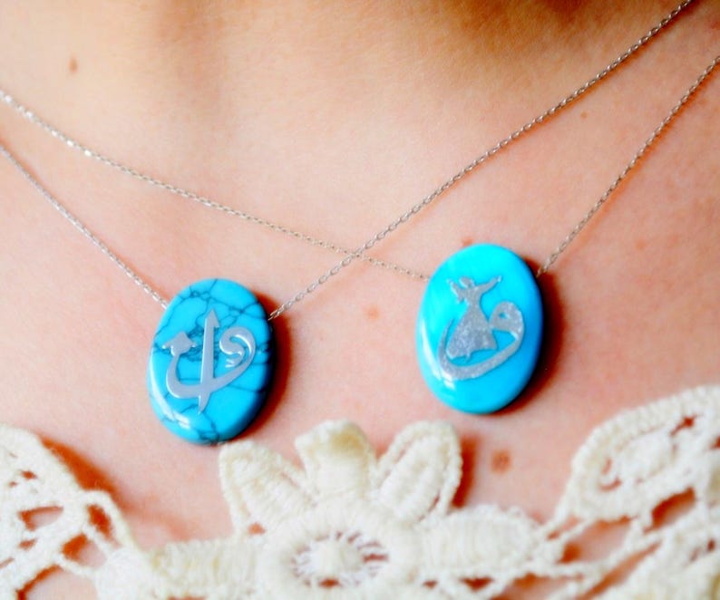 Red WAW Arabic NECKLACE, Green Vav Alif Jewelry, Blue Vaw Charm, Wav ...