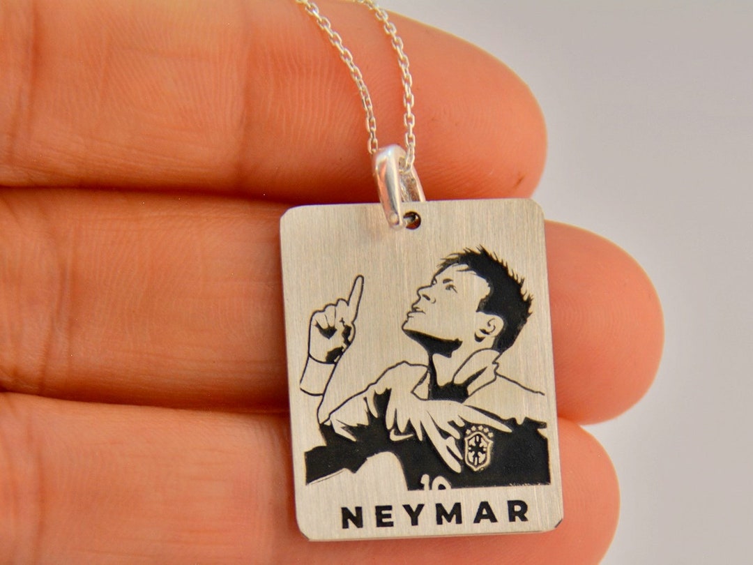 NEYMAR Picture SILVER NECKLACE, Birthday Gift for Neymar Fun, Brazilian ...