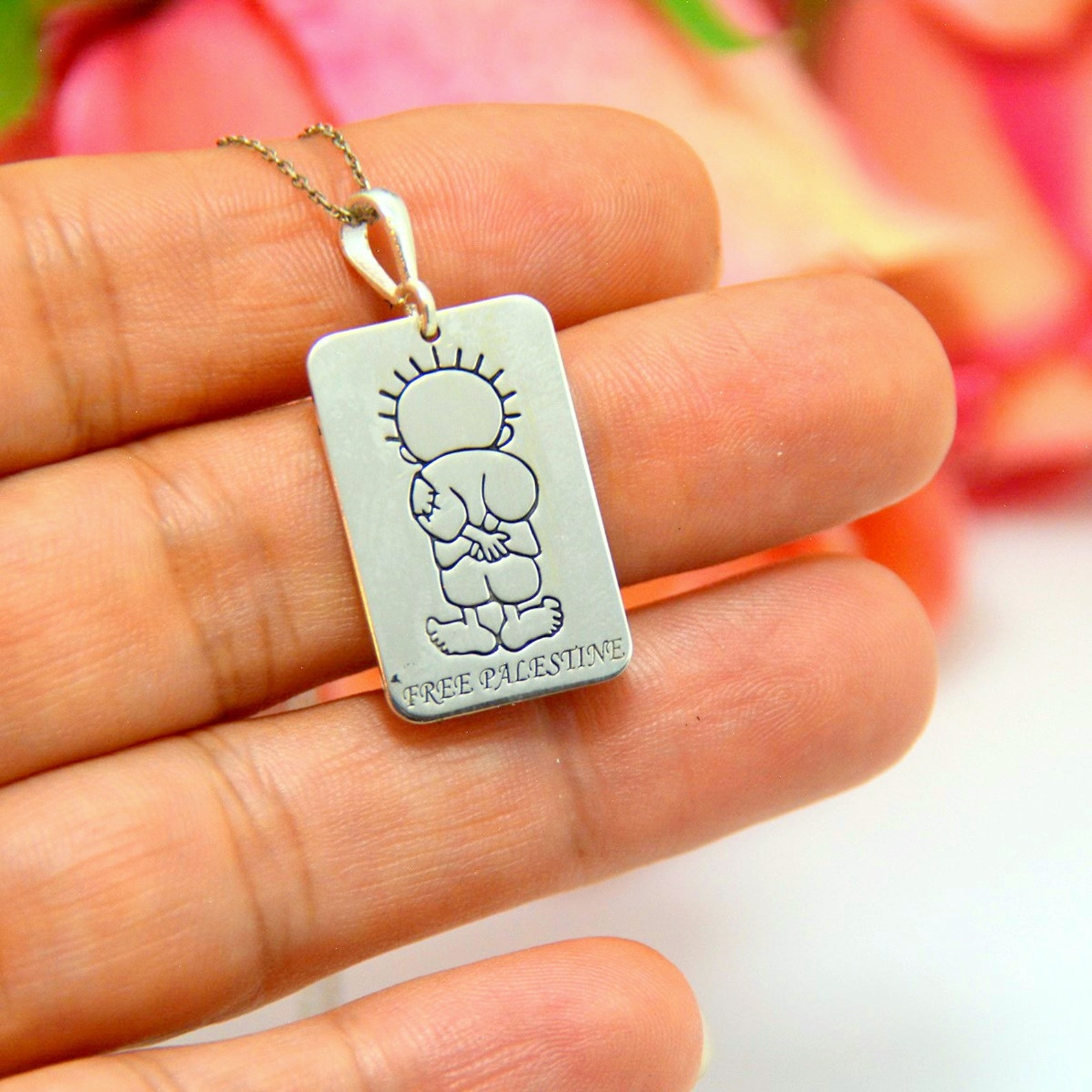 HANDALA Palestinian Boy Cartoon Silver NECKLACE, HANZALA Unisex ...