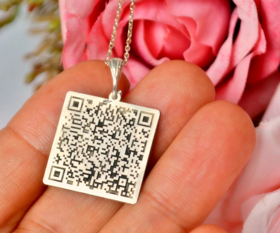 Custom Qr CODE Necklace, Hidden Message Romantic Anniversary Gift for ...