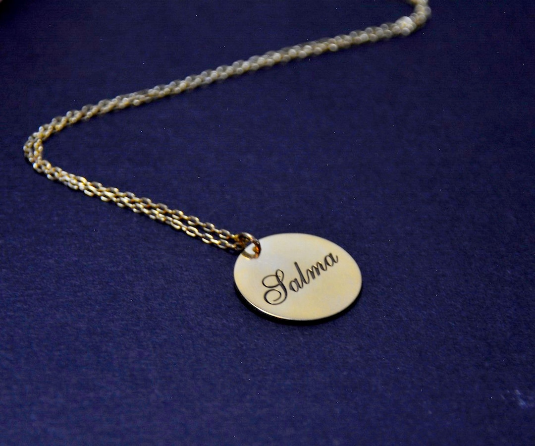 PERSONALIZED Silver COIN NECKLACE, Circle Wedding Name Gift for ...
