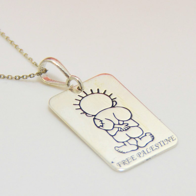 HANDALA Palestinian Boy Cartoon Silver NECKLACE, HANZALA Unisex Necklace, Birthday Gift to Free ...