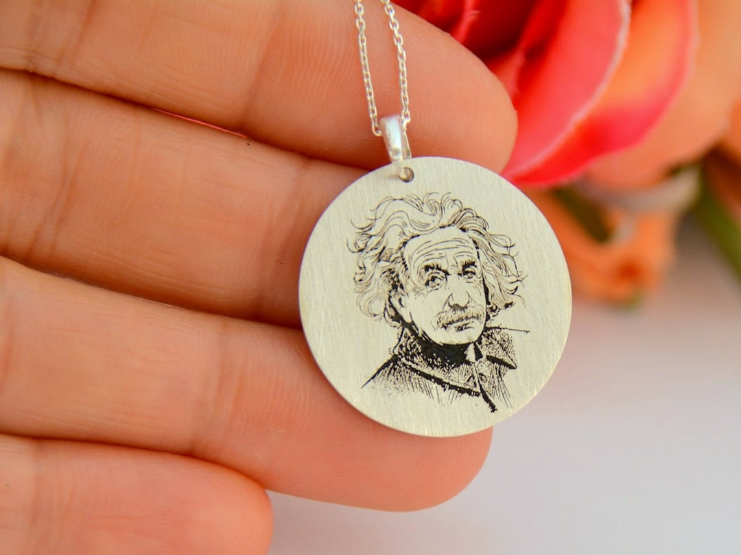 EINSTEIN SILVER NECKLACE, Albert Einstein Customized Unisex Necklace ...