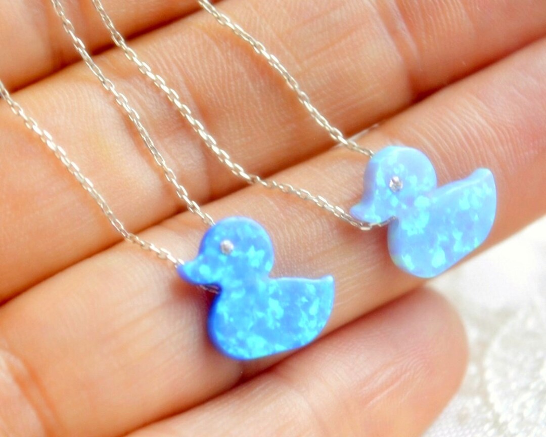 Blue OPAL DUCK Necklace, Birthday Gift to Daughter, Blue Gemstone ...