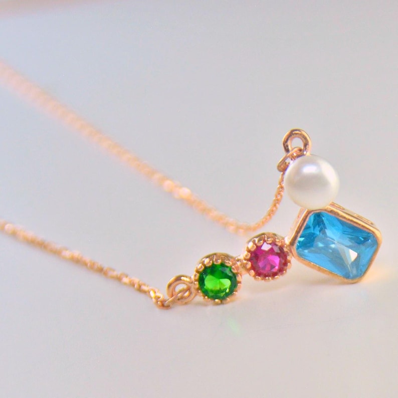 Personalized Birth Stone Rose Gold Family Members of Three Silver Mommy ...