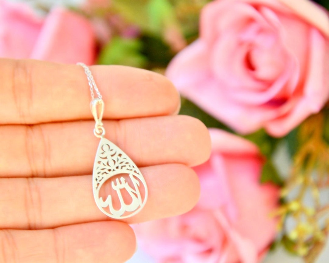 Allah Calligraphy Art Necklace, Islamic God Name Plate Necklace, Holy Arabic Muslim Pendant ...