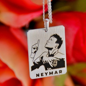 NEYMAR Picture SILVER NECKLACE, Birthday Gift for Neymar Fun, Brazilian ...