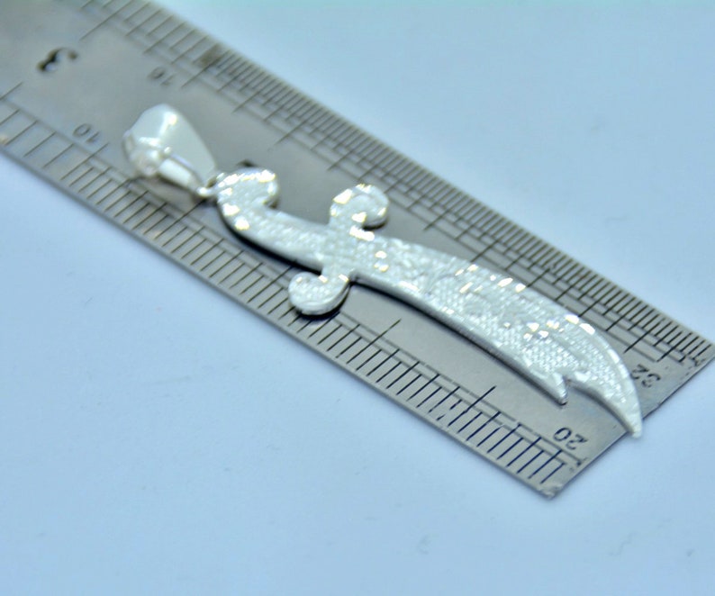 925 Solid Silver Double Edge Sword Necklace, Arabic Engraved Knife ...