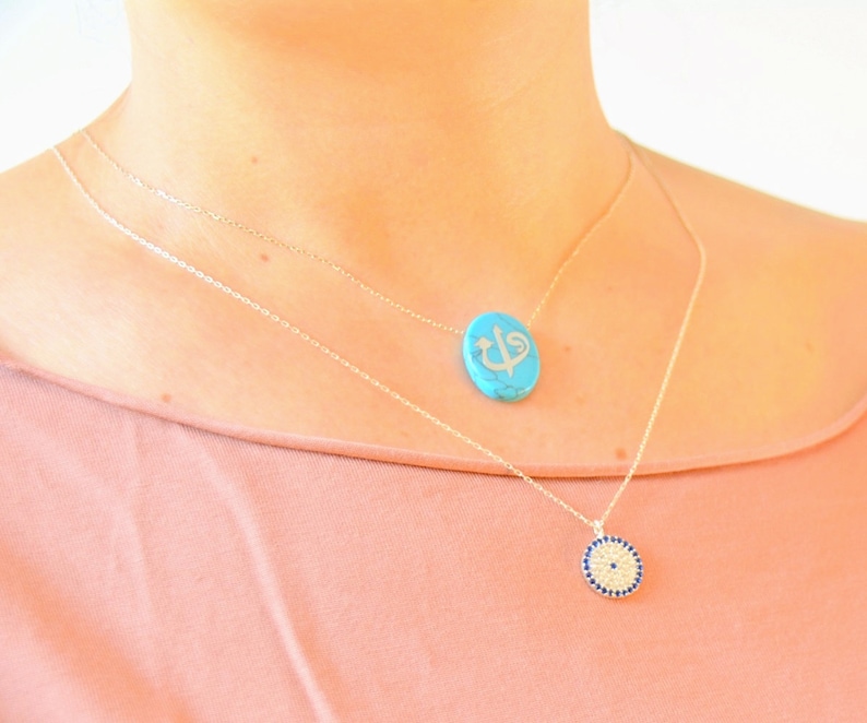 Red WAW Arabic NECKLACE, Green Vav Alif Jewelry, Blue Vaw Charm, Wav ...