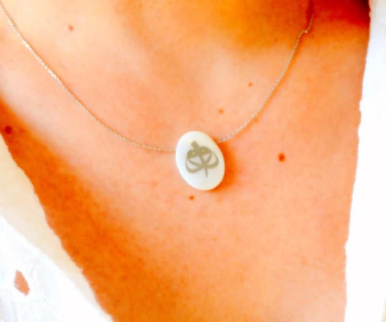 Blue Arabic Waw letter Silver Necklace, Navy Allah Jewelry, Darvish ...