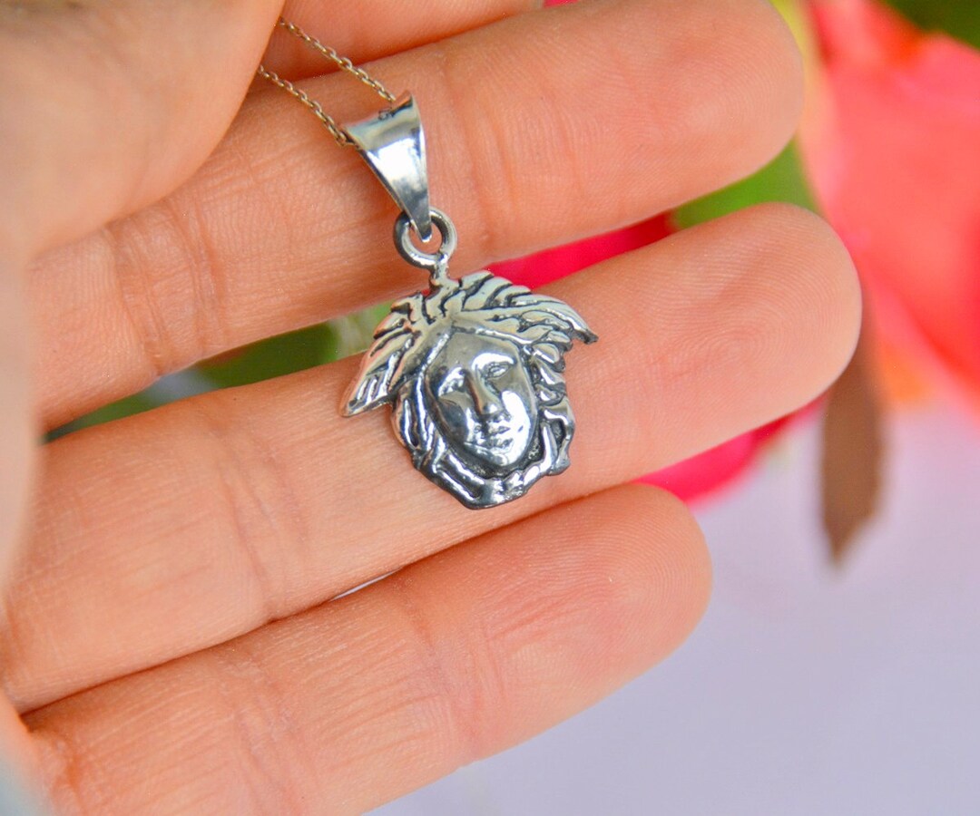 Medusa Greek Goddess Face Luxury Solid Silver Necklace, Gift for Lover ...