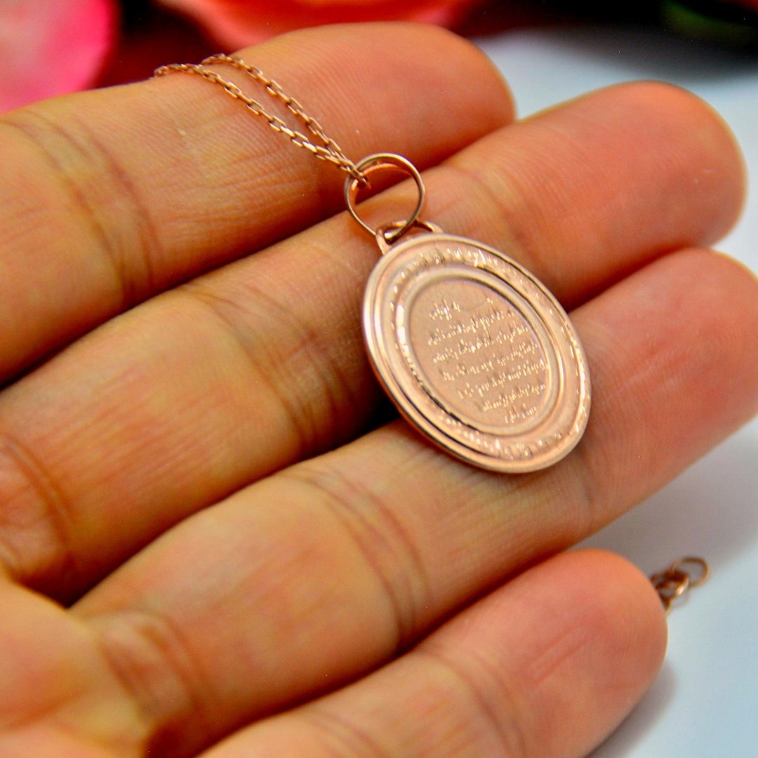 Quran Hammered Disc Necklace, Thank You Gift to Rich Muslim Woman ...