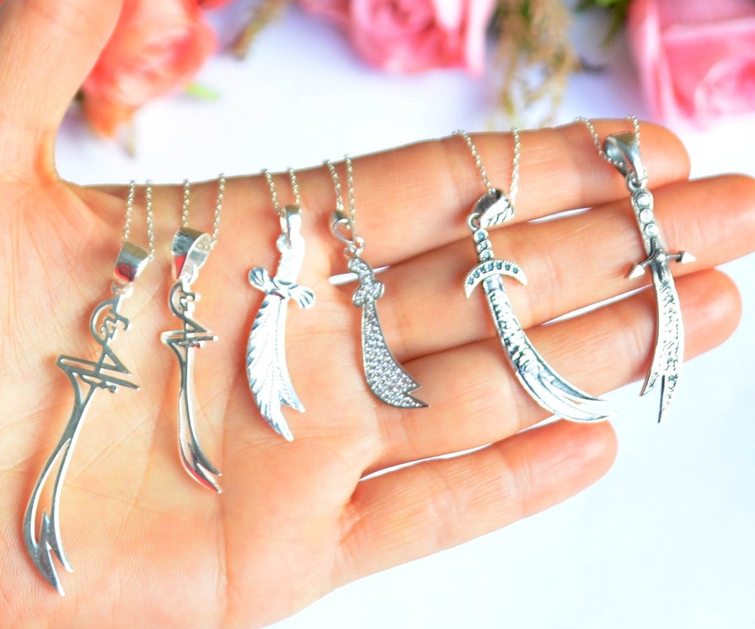 Silver Imam Ali Sword Unisex Necklace, Wedding Gift to Shia, Knight Men ...