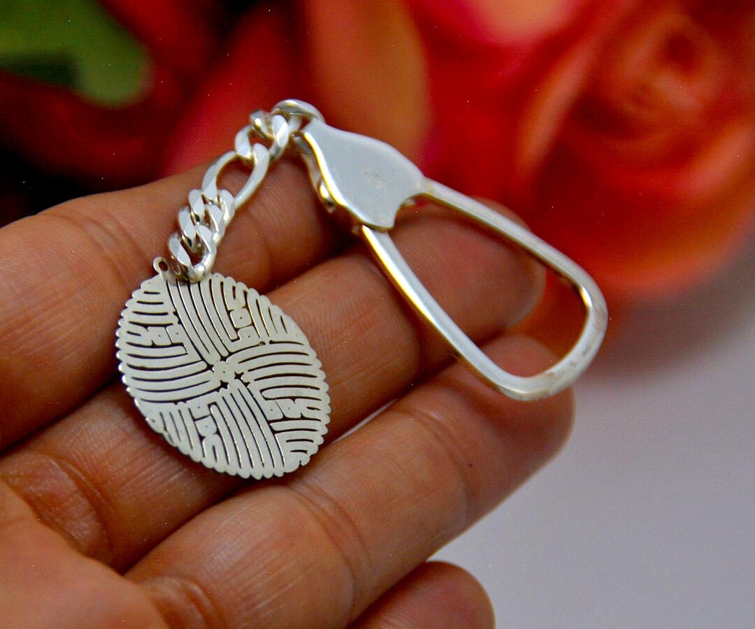 ALLAH Arabic Calligraphy Car Silver KEY HOLDER, New Car Gift for Muslim ...