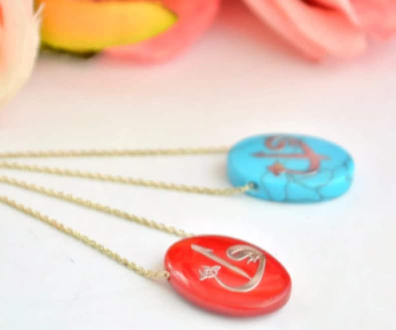 Blue Arabic Waw letter Silver Necklace, Navy Allah Jewelry, Darvish ...