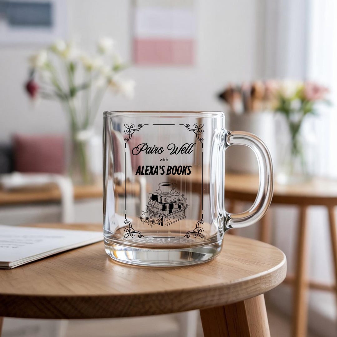 Personalized Bookish Glass Mug, Custom Book Lovers Cup, Reader Gift ...