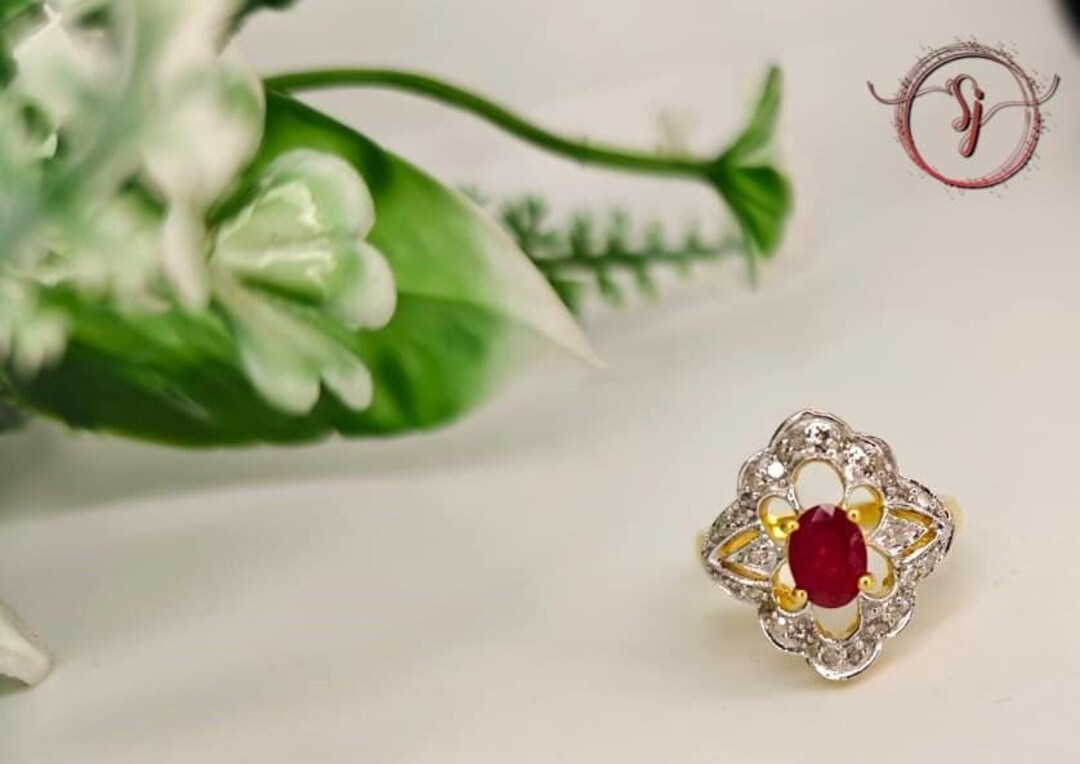 Silver Ring, Red Ruby Engagement Ring, Natural Sapphire, Vintage Red Ruby Ring, Vintage Ring ...