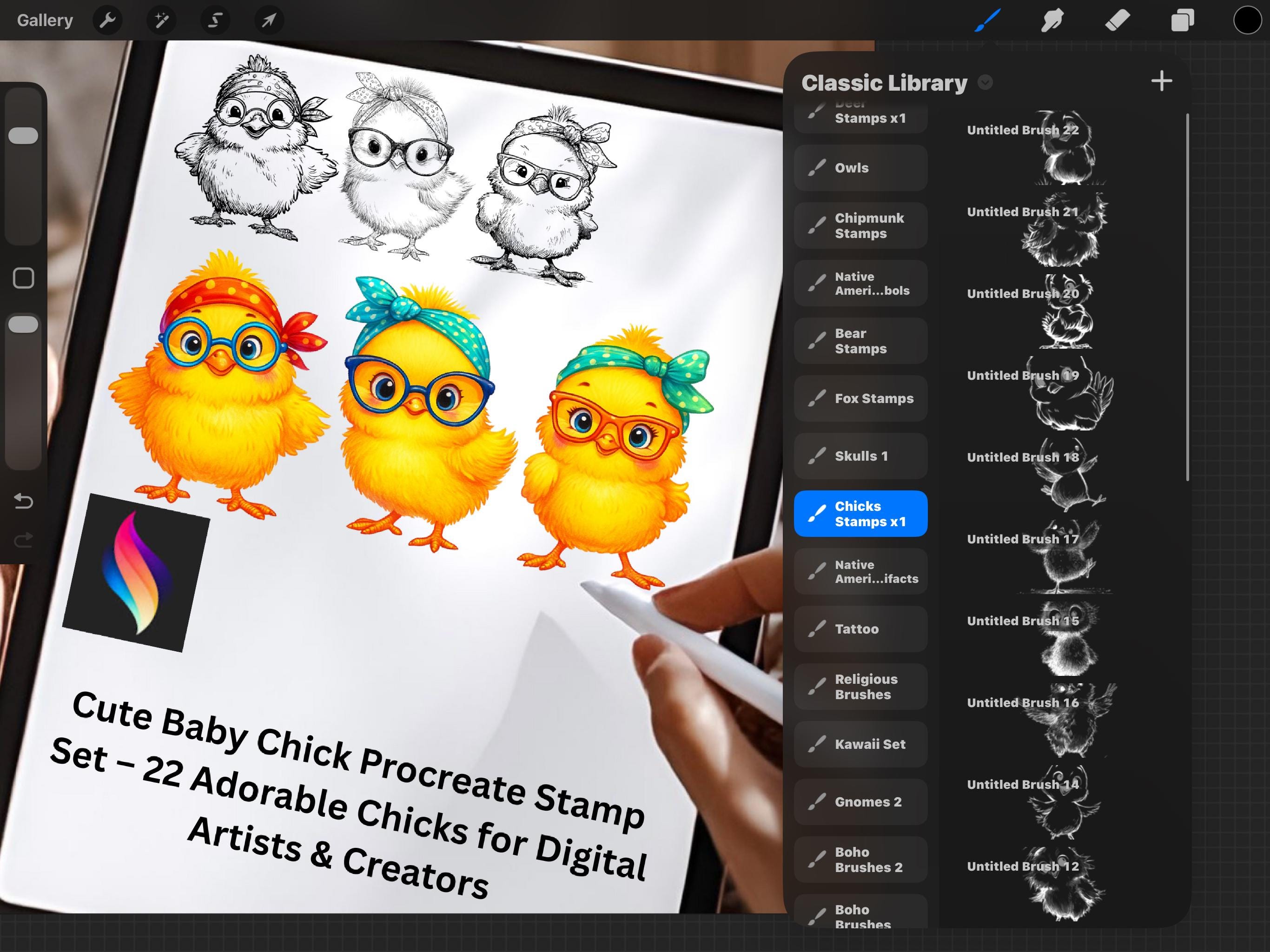 Cute Baby Chick Procreate Stamp Set – 22 Adorable Chicks for Digital ...