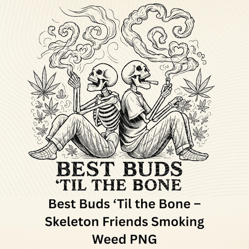 Best Buds ‘til the Bone – Skeleton Friends Smoking Weed PNG - Etsy