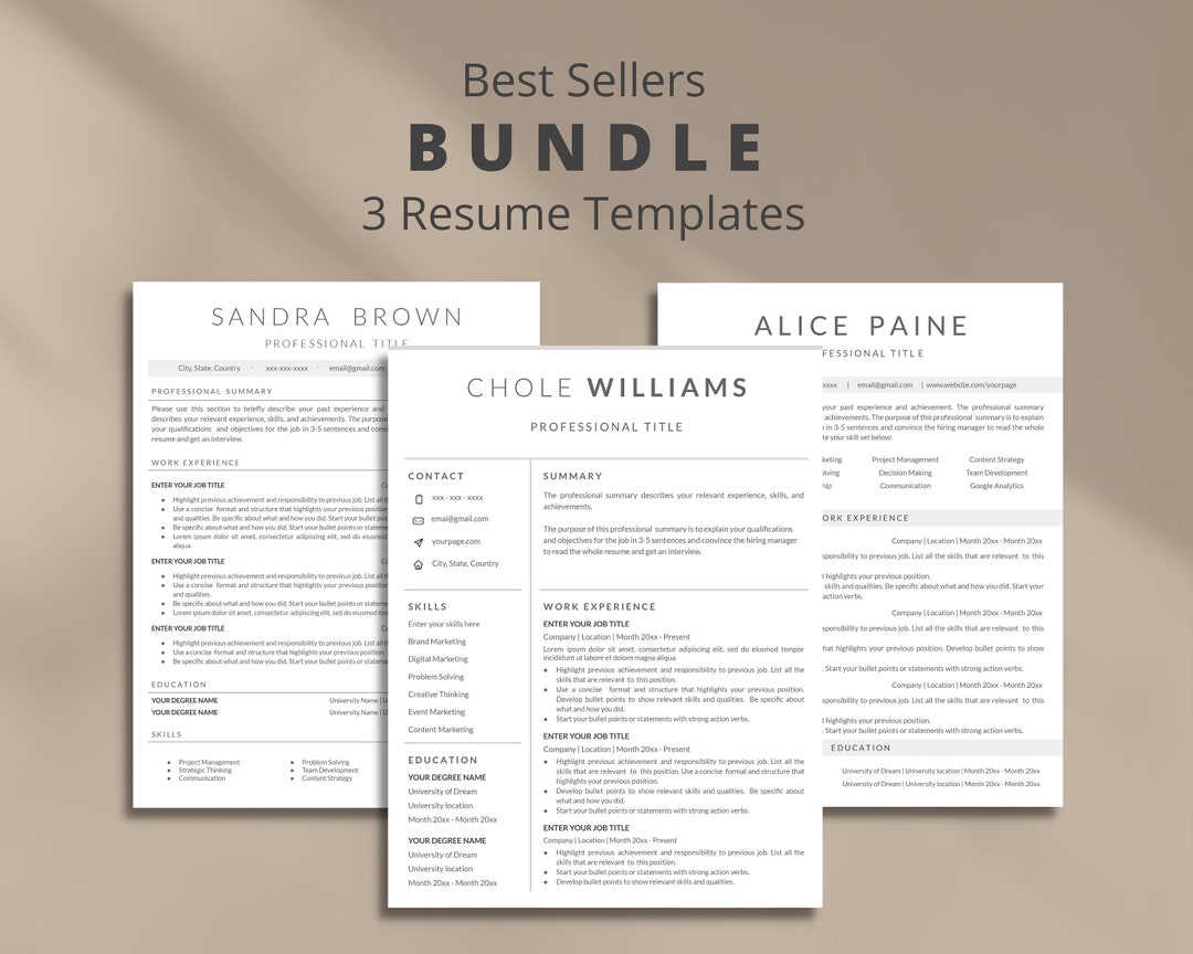 Resume Template Bundle, Google Docs Resume, Cv Template Modern ...