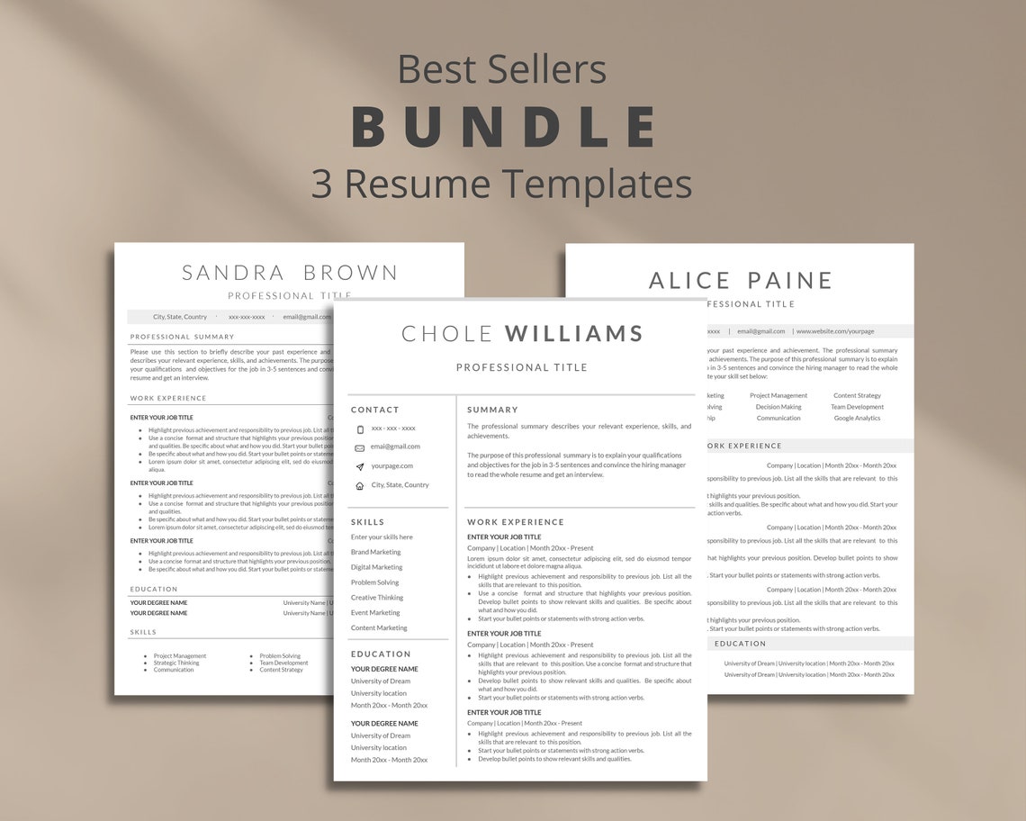 Resume Template Bundle, Google Docs Resume, Cv Template Modern ...