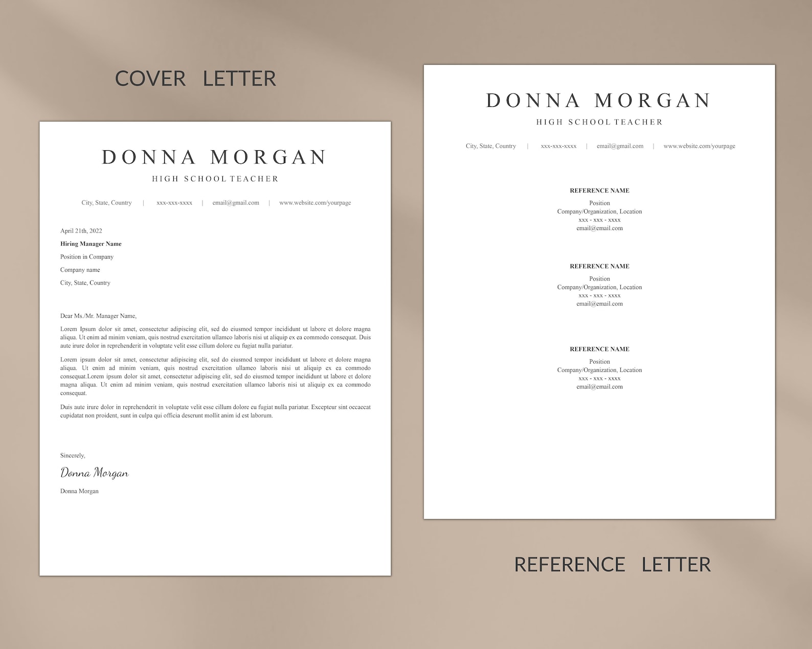 Teacher Resume Template for Google Docs, Teacher Cover Letter ...