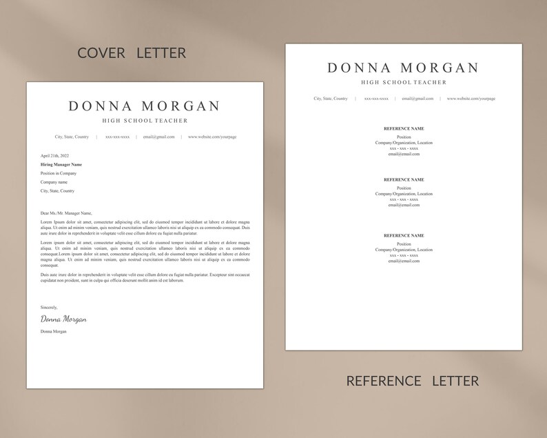 Teacher Resume Template for Google Docs Teacher Cover Letter | Etsy