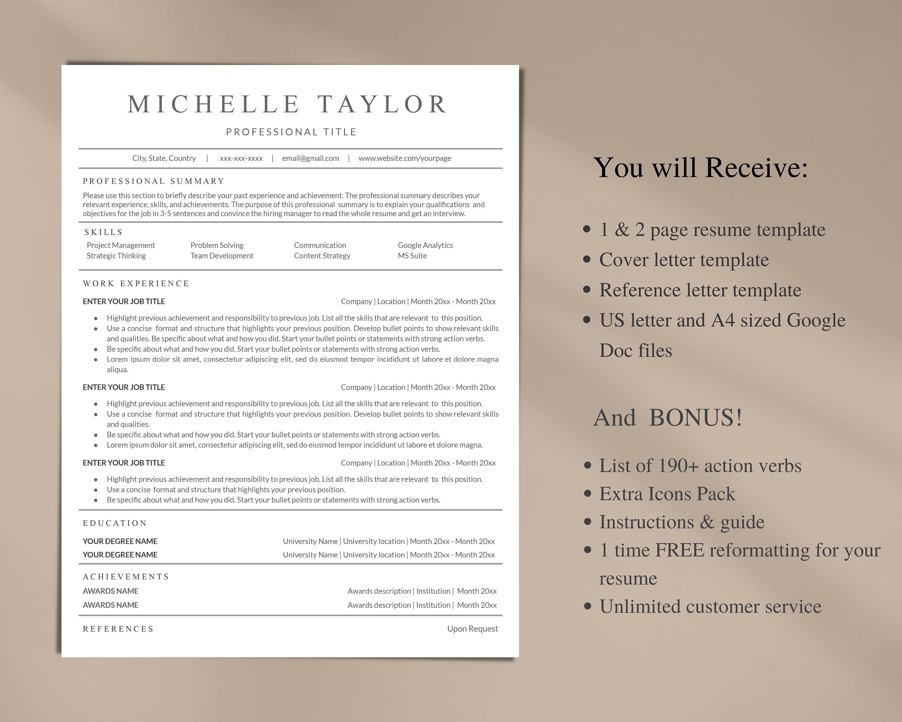 Google Docs Resume, ATS Resume Template, ATS Friendly Resume Template ...