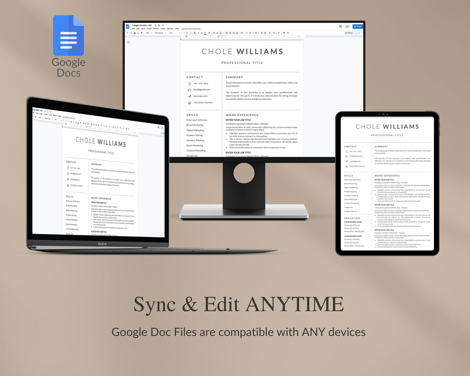 Resume Template Bundle, Google Docs Resume, Cv Template Modern ...