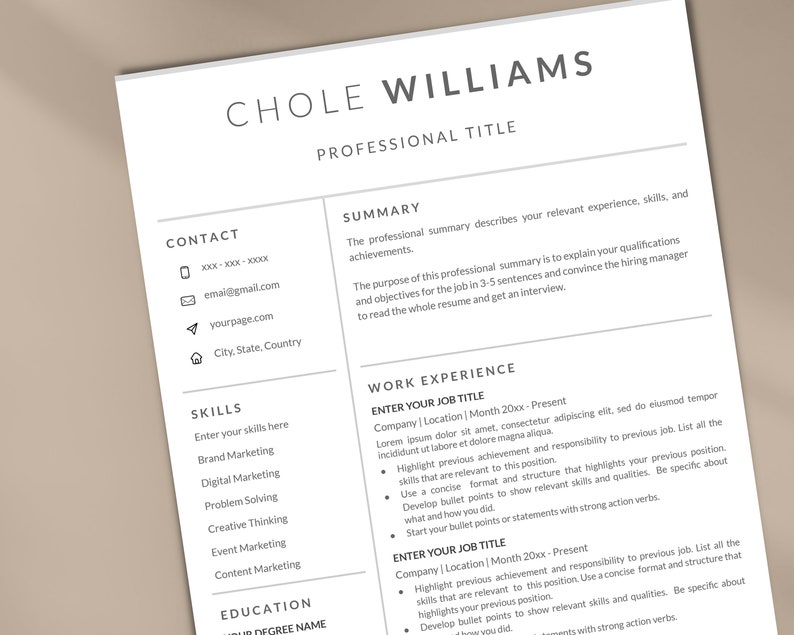 Resume Template Bundle, Google Docs Resume, Cv Template Modern ...