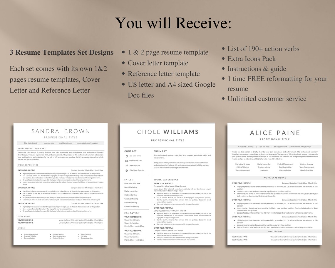 Resume Template Bundle, Google Docs Resume, Cv Template Modern ...