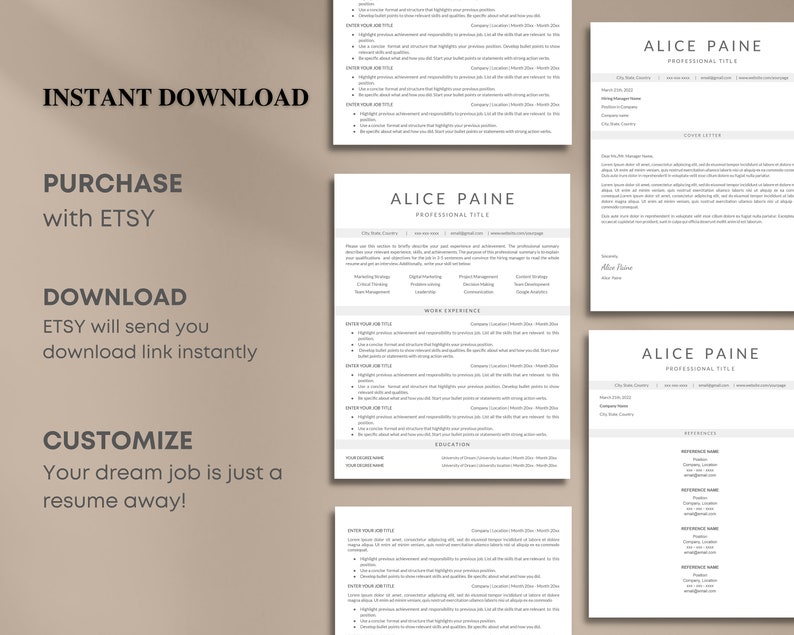 Resume Template Bundle, Google Docs Resume, Cv Template Modern ...