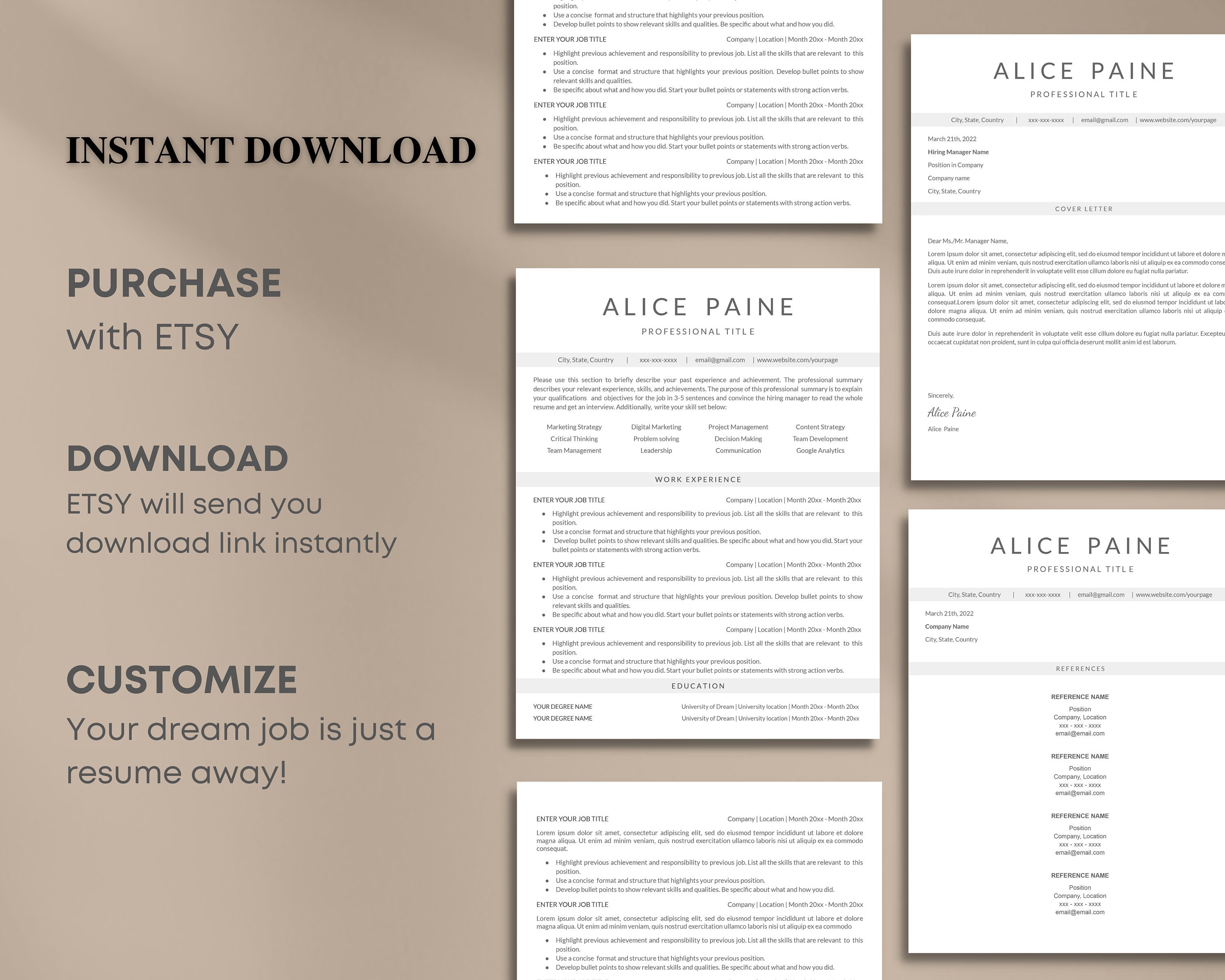 Resume Template Bundle, Google Docs Resume, Cv Template Modern ...