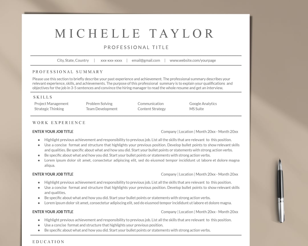 Google Docs Resume, ATS Resume Template, ATS Friendly Resume Template ...