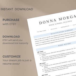 Teacher Resume Template for Google Docs, Teacher Cover Letter ...