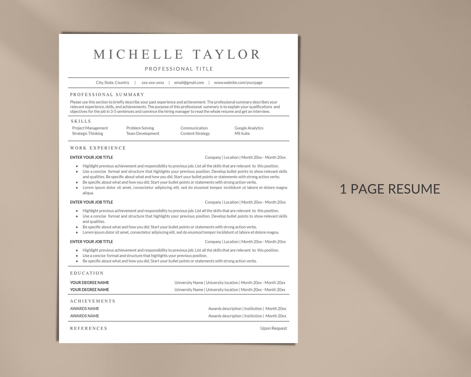 Google Docs Resume, ATS Resume Template, ATS Friendly Resume Template ...
