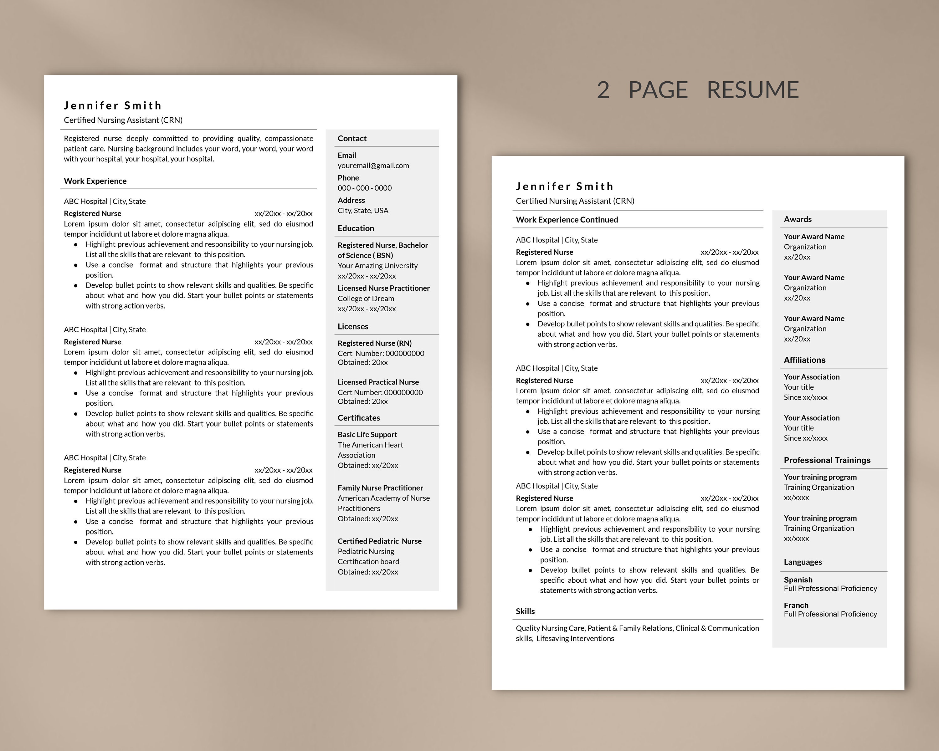 New Grad Nurse Resume Template, Nursing CV Resume, Registered Nurse ...
