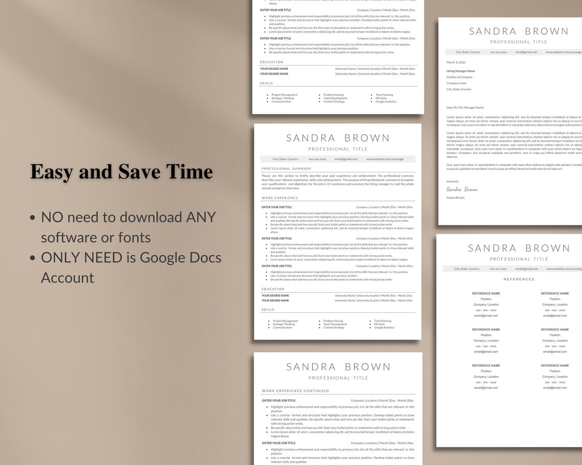 Resume Template Bundle, Google Docs Resume, Cv Template Modern ...