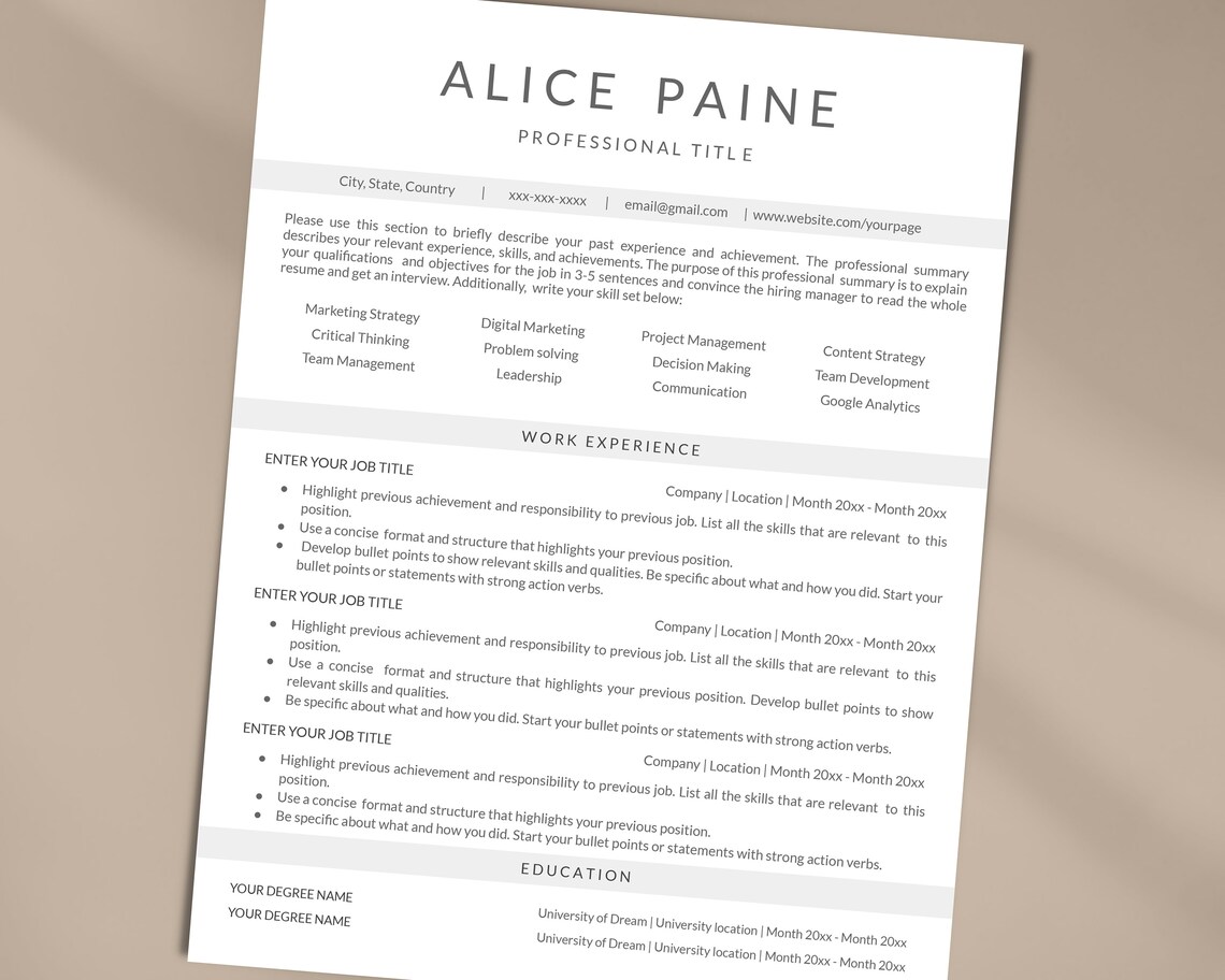 Resume Template Bundle, Google Docs Resume, Cv Template Modern ...