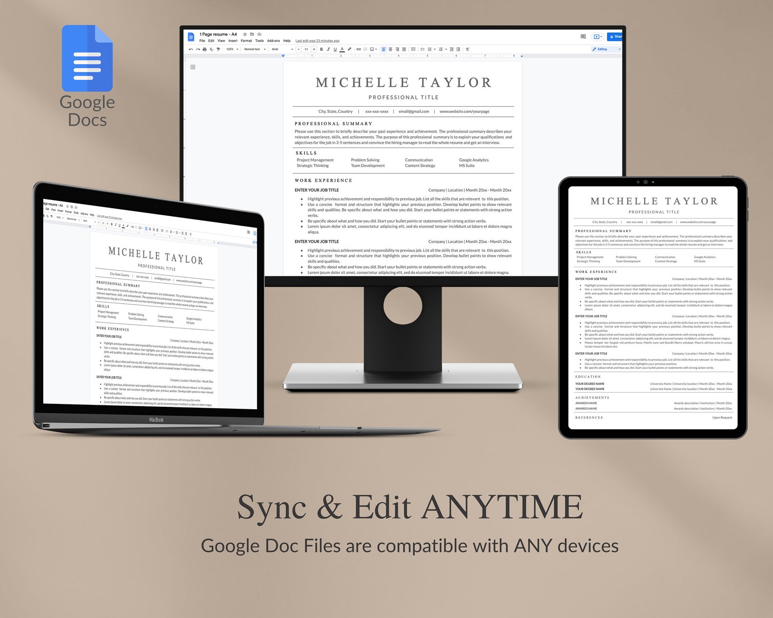Google Docs Resume, ATS Resume Template, ATS Friendly Resume Template ...