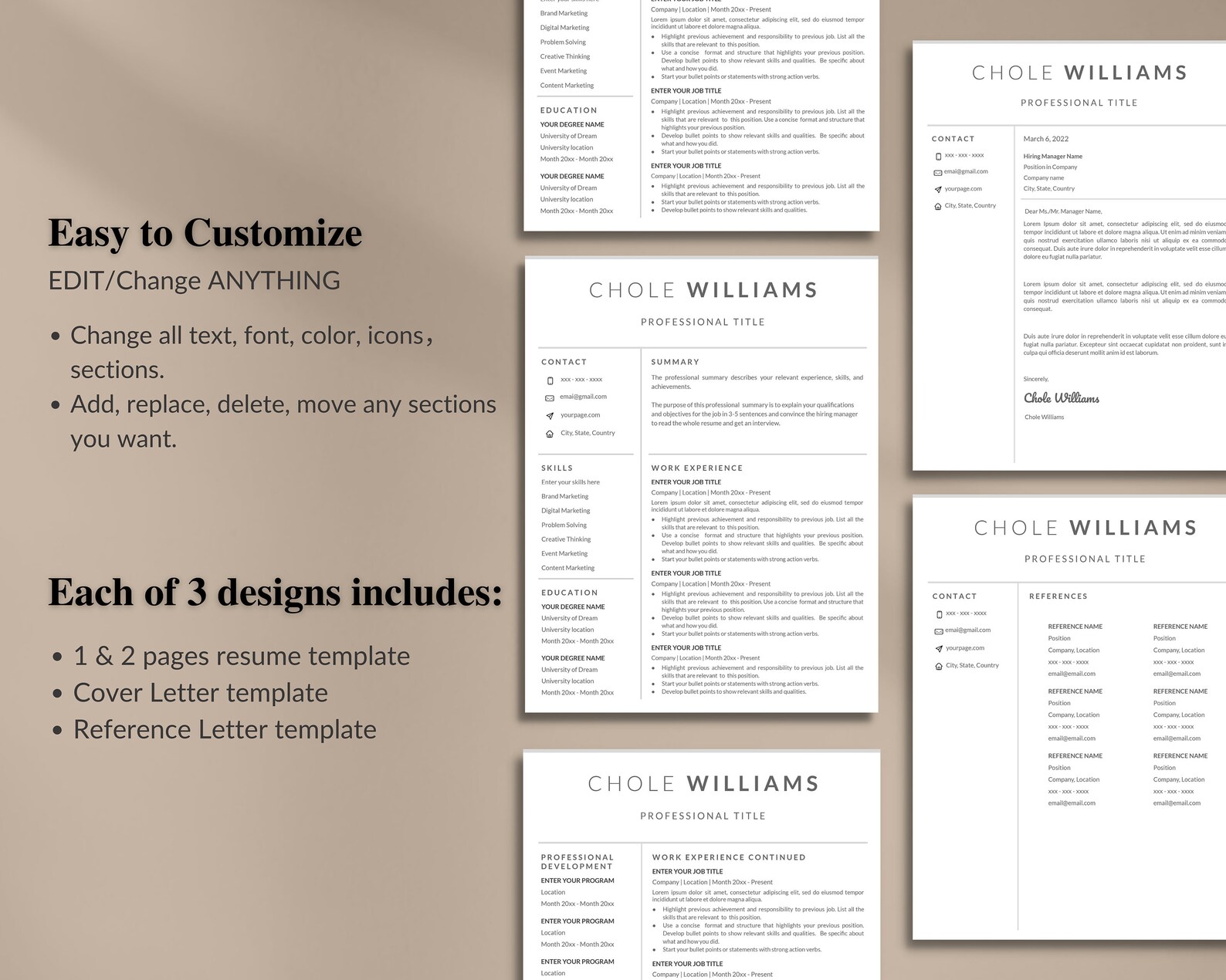 Resume Template Bundle, Google Docs Resume, Cv Template Modern ...