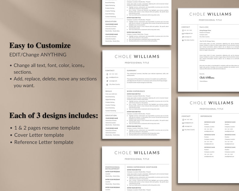 Resume Template Bundle, Google Docs Resume, Cv Template Modern ...
